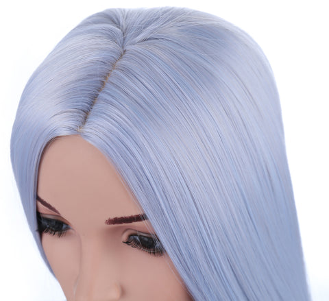 31 Inches Silver Blue Straight Long Synthetic Hair Wig with Wig Cap ...